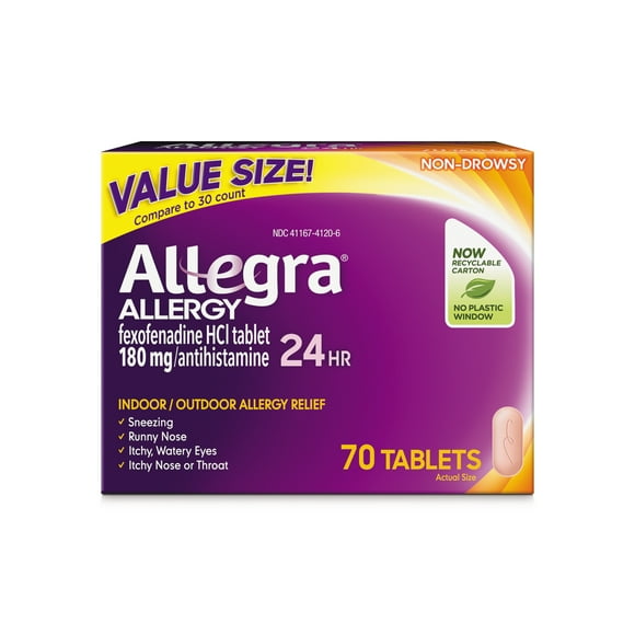 Allegra 24 Hour Non-Drowsy Antihistamine Medicine Tablets for Adult ...