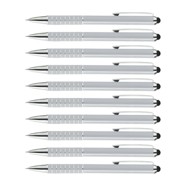 10 Twist Action Metal Stylus Pens Pack - Two in One, Smooth, Black Ink ...