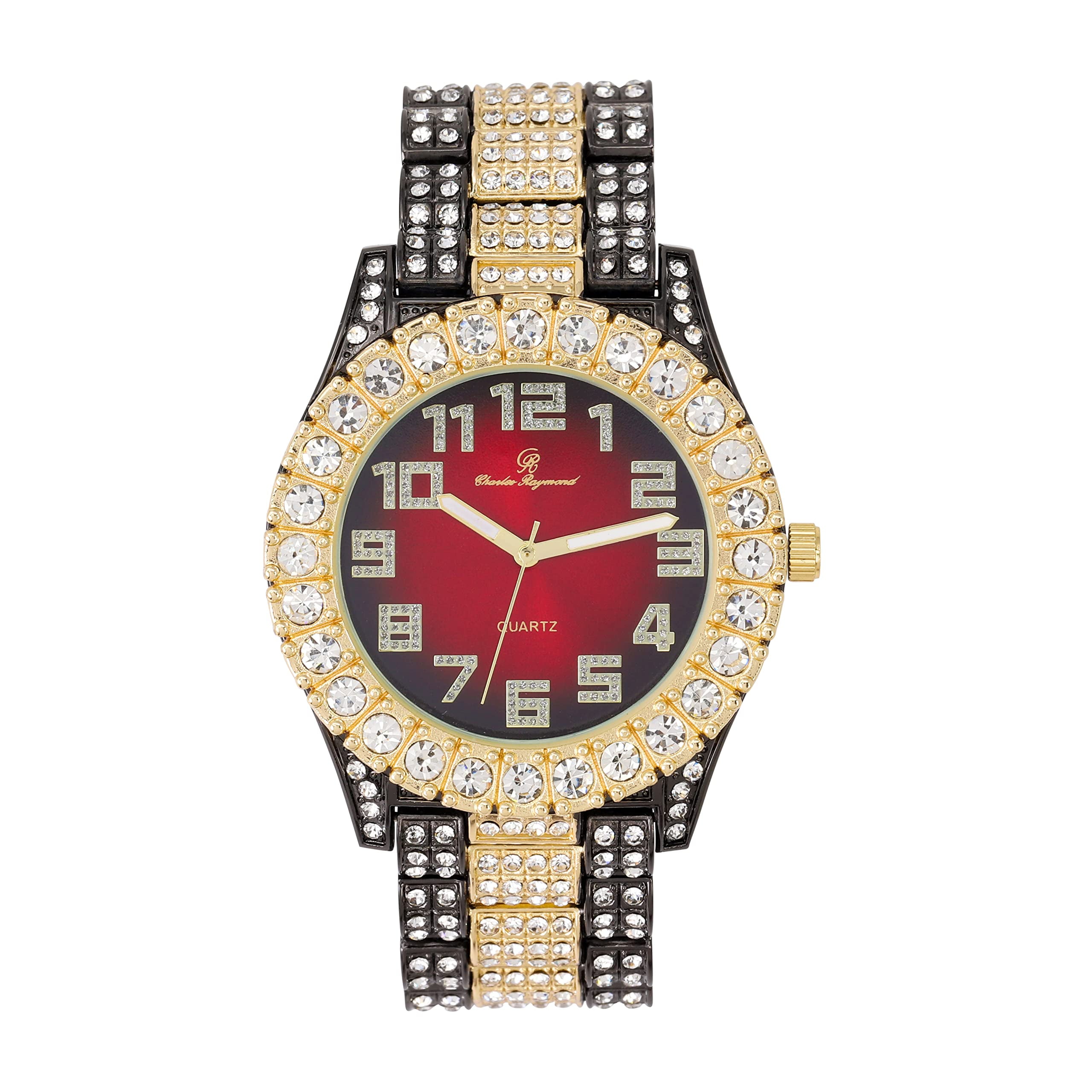 Charles Raymond Mens Big Rocks with Arabic Numerals Fully Iced Out ...