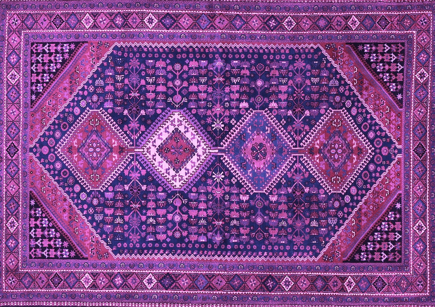 Ahgly Company Indoor Rectangle Persian Purple Traditional Area Rugs, 5 ...