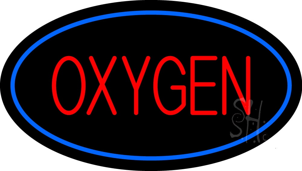 Oxygen Oval Blue LED Neon Sign 13 x 24 - inches, Black Square Cut ...