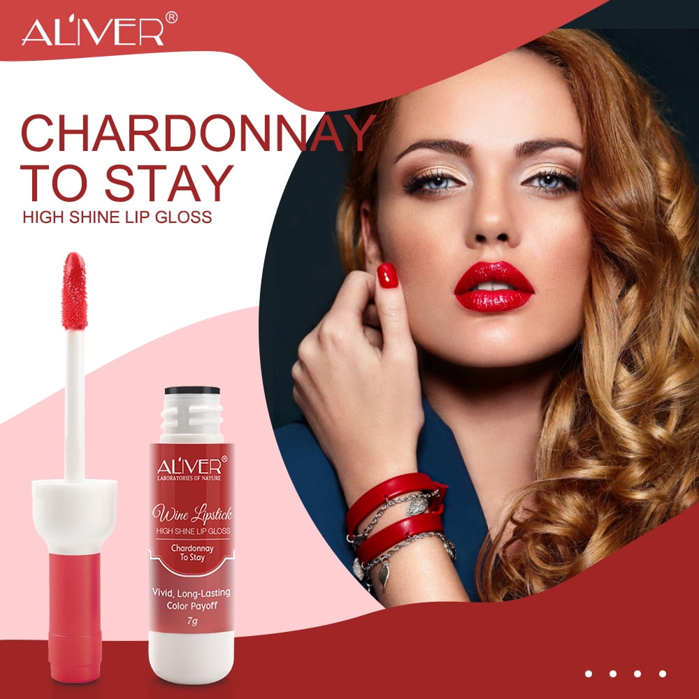 Wine Lip Tint 6-Colors Wine White Bottel Lipstick Liquid Lip Gloss Long ...