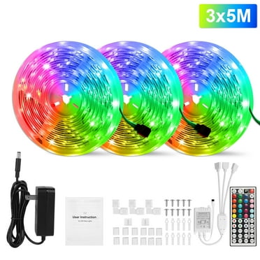 16ft LED Light Strip - 5M RGB 5050 Water-Resistant LED Strip Lights 44 ...