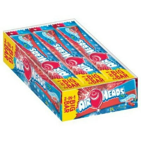 Airheads 2-In-1 Big Candy Bar, Blue Raspberry And Cherry - 1.5 Oz, 24 ...