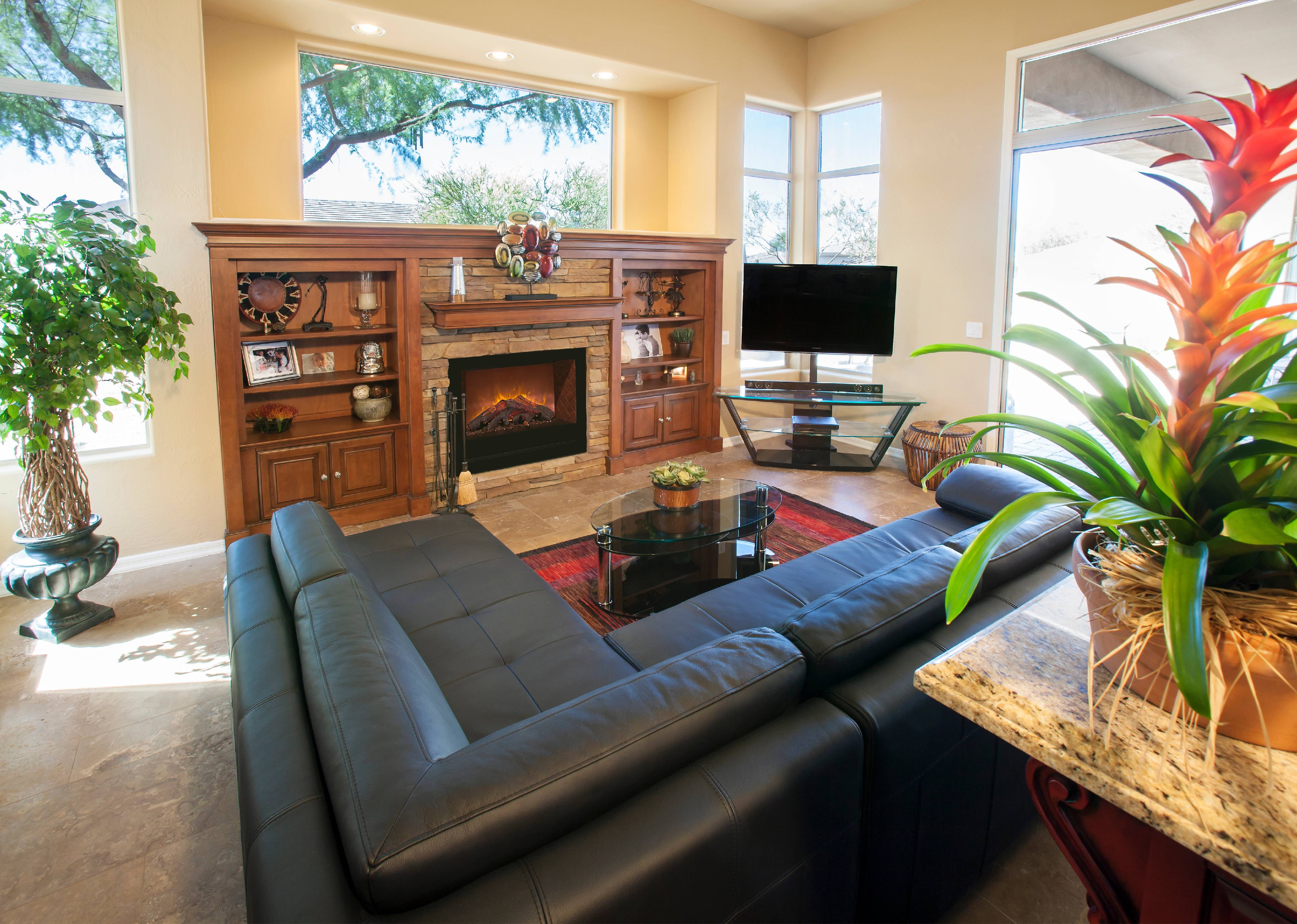 Modern Flames 42" Home Fire Custom Built-in Firebox - Black Glass Front ...