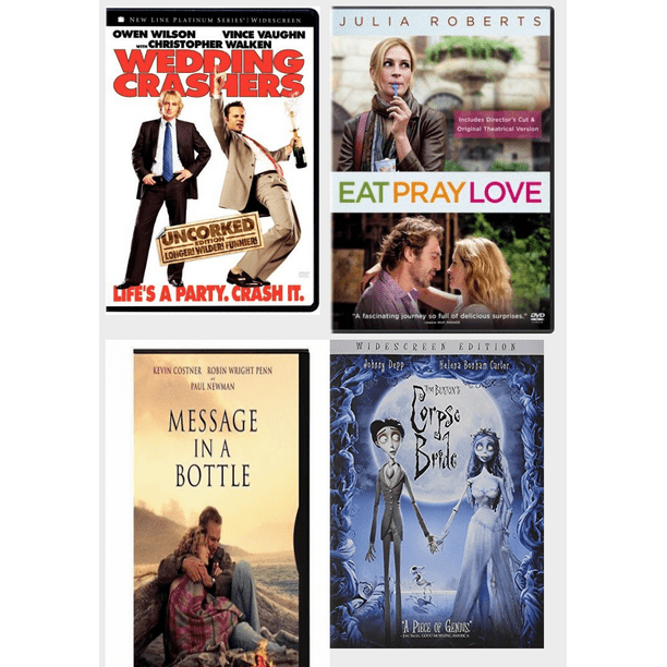 Assorted 4 Pack DVD Bundle: Wedding Crashers, Eat Pray Love, Message in ...
