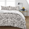 4 Piece Duvet Cover Set Cal king, Vintage Farm Gray Floral Pattern Soft ...