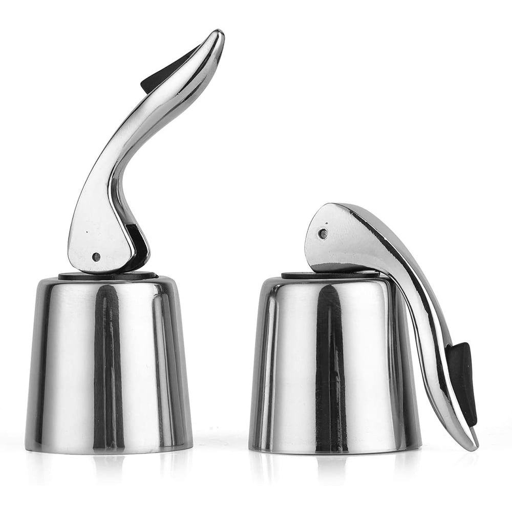 VIVEFOX 2-Pack Wine Bottle Stoppers, Stainless Steel Wine Plug with ...