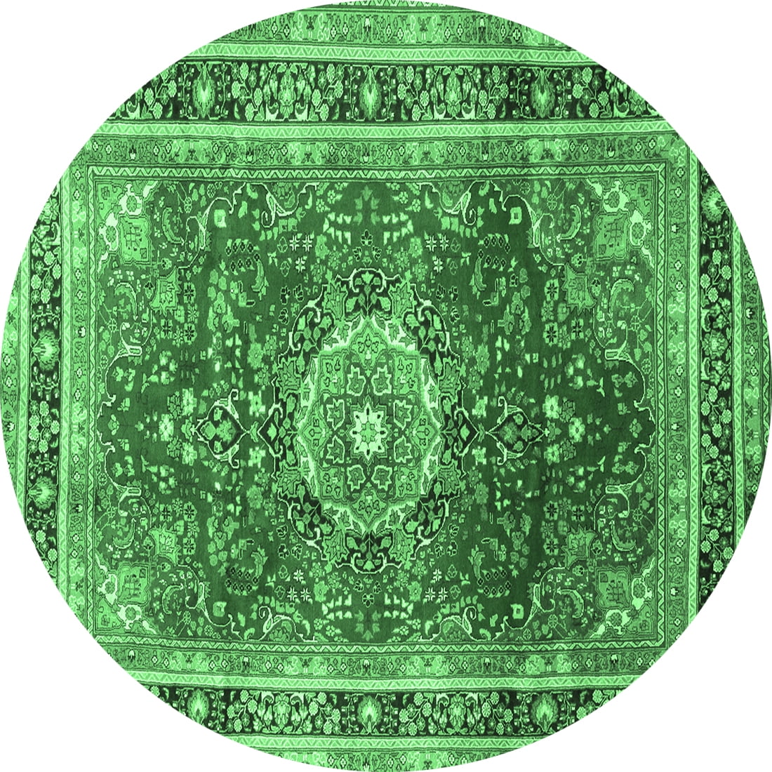 Ahgly Company Indoor Round Medallion Emerald Green Traditional Area ...