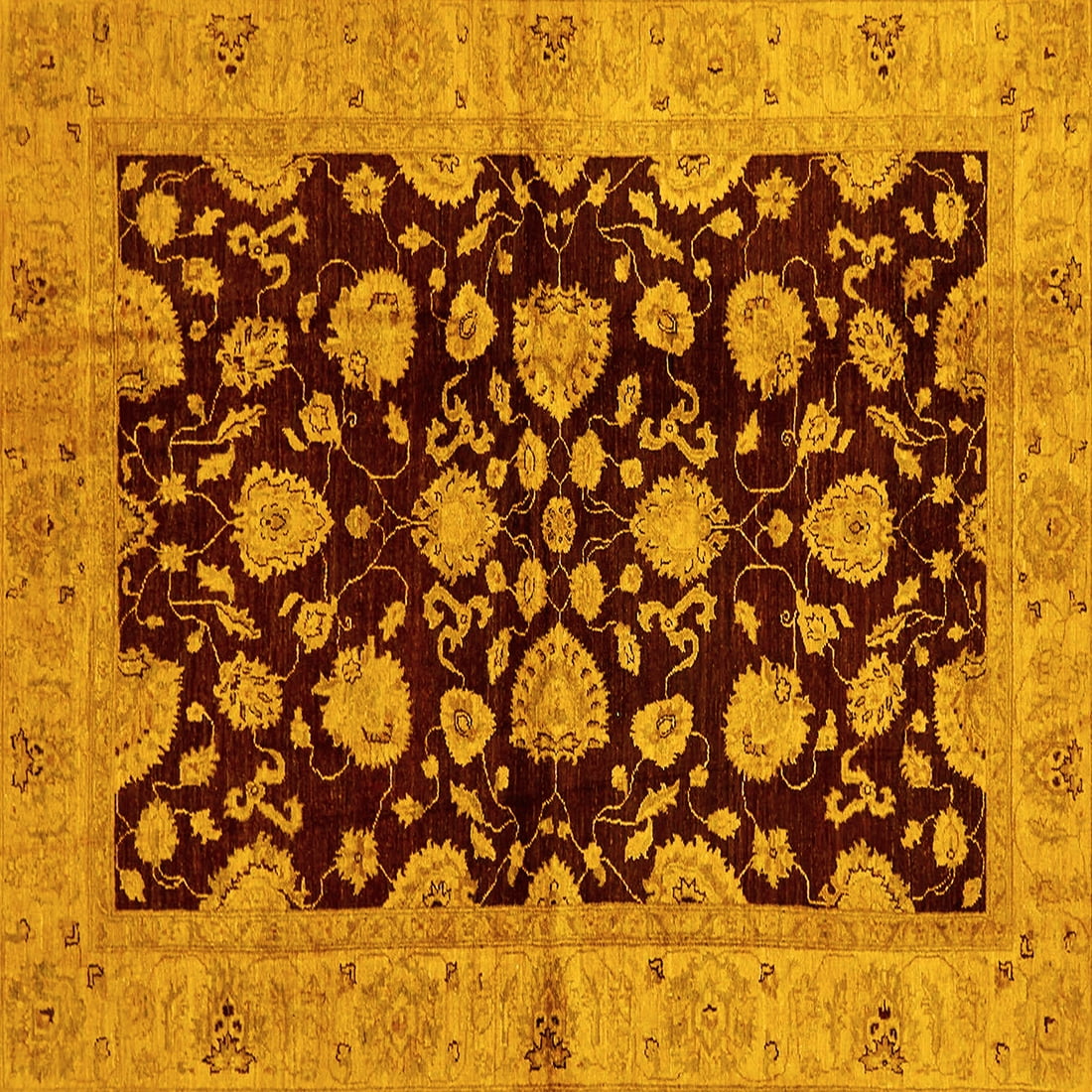 Ahgly Company Indoor Square Abstract Yellow Modern Area Rugs, 6' Square ...