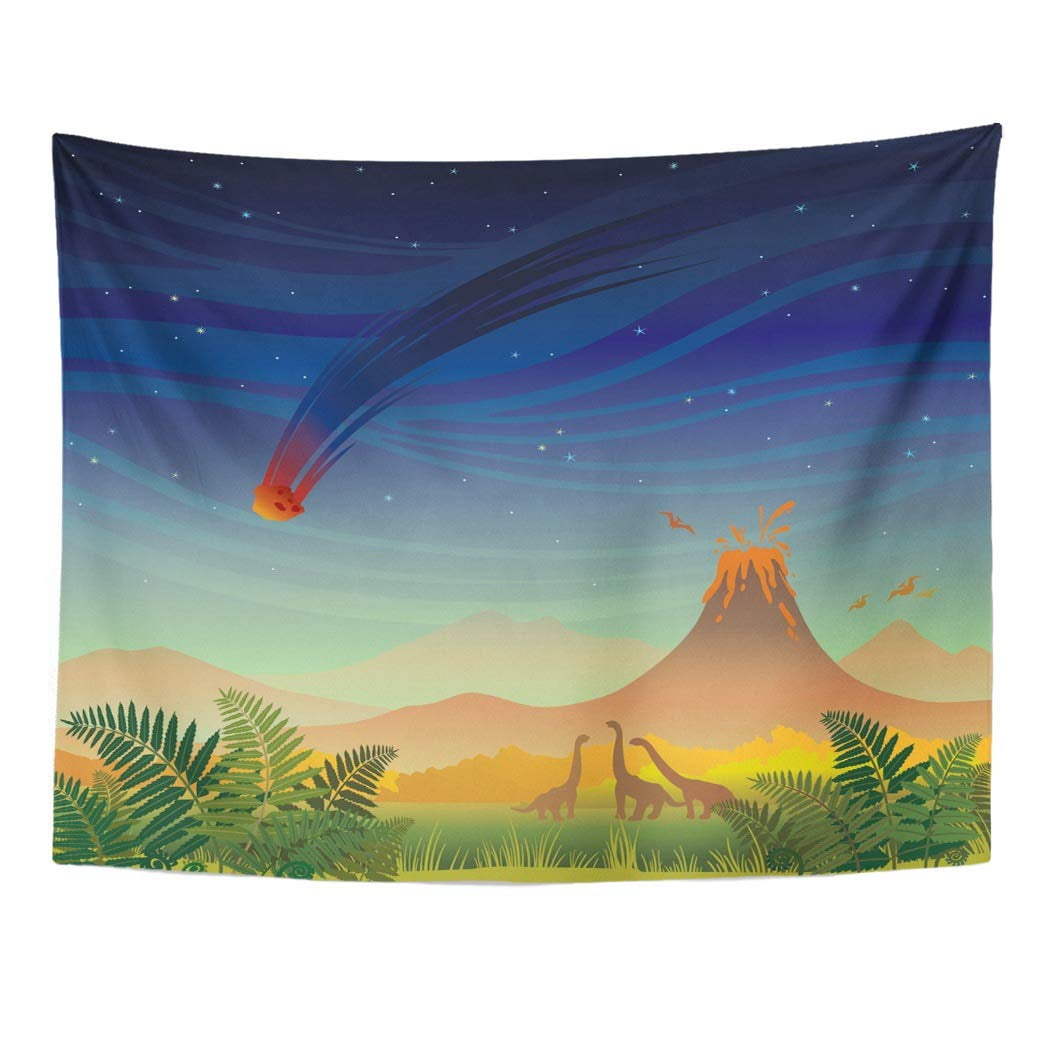 UFAEZU Prehistoric Landscape Volcano Lava Falling Red Meteorite ...