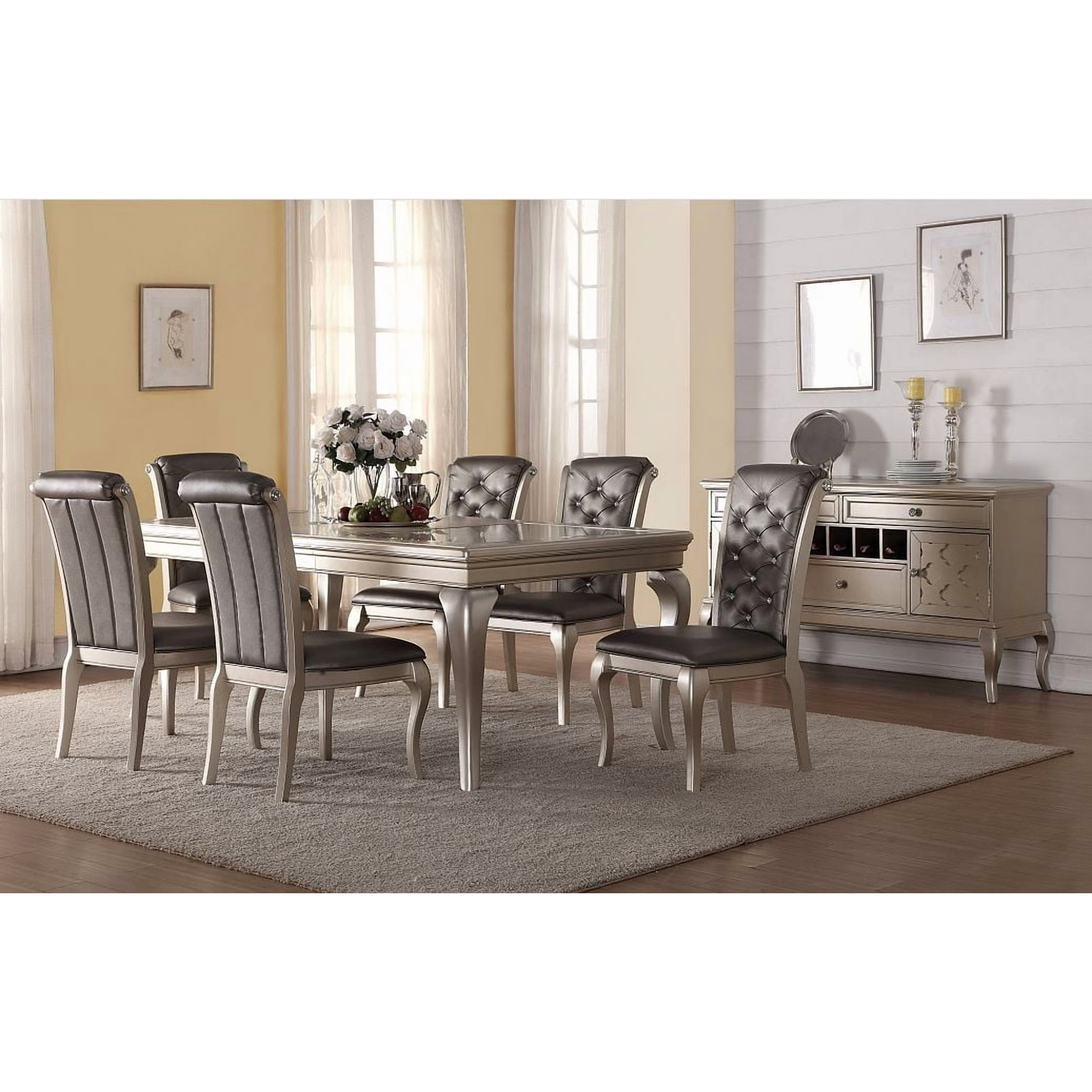Click here for K-Living Elsa Silver Grey Finish Dining Table With... prices