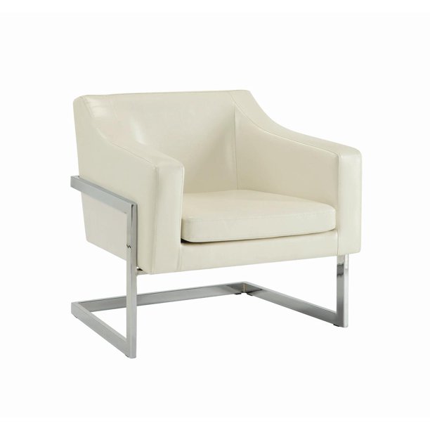 Upholstered Accent Chair Off White and Chrome - Walmart.com - Walmart.com