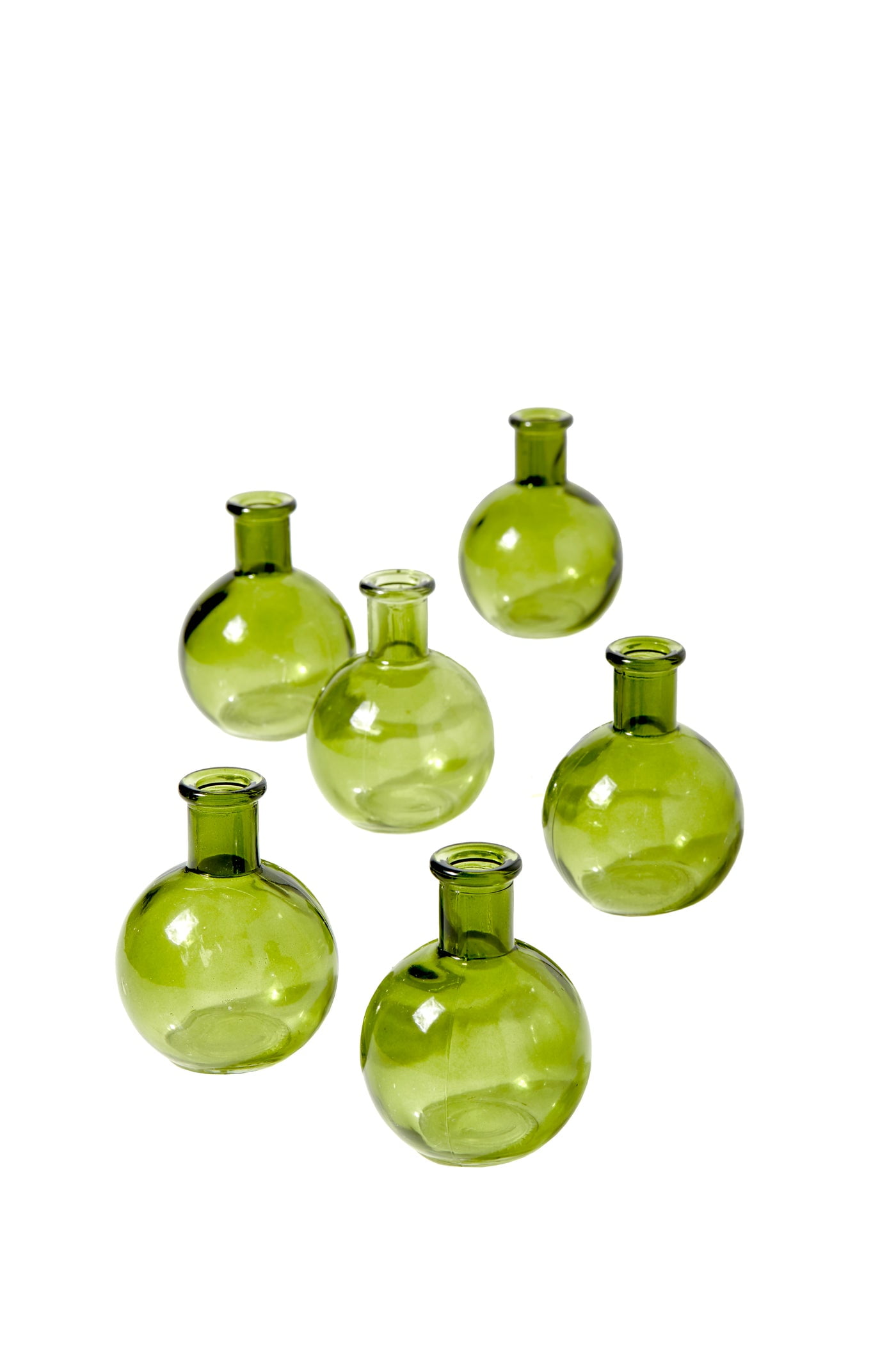 Serene Spaces Living Set of 6 Small Green Ball Bud Vases, Measures 4 ...