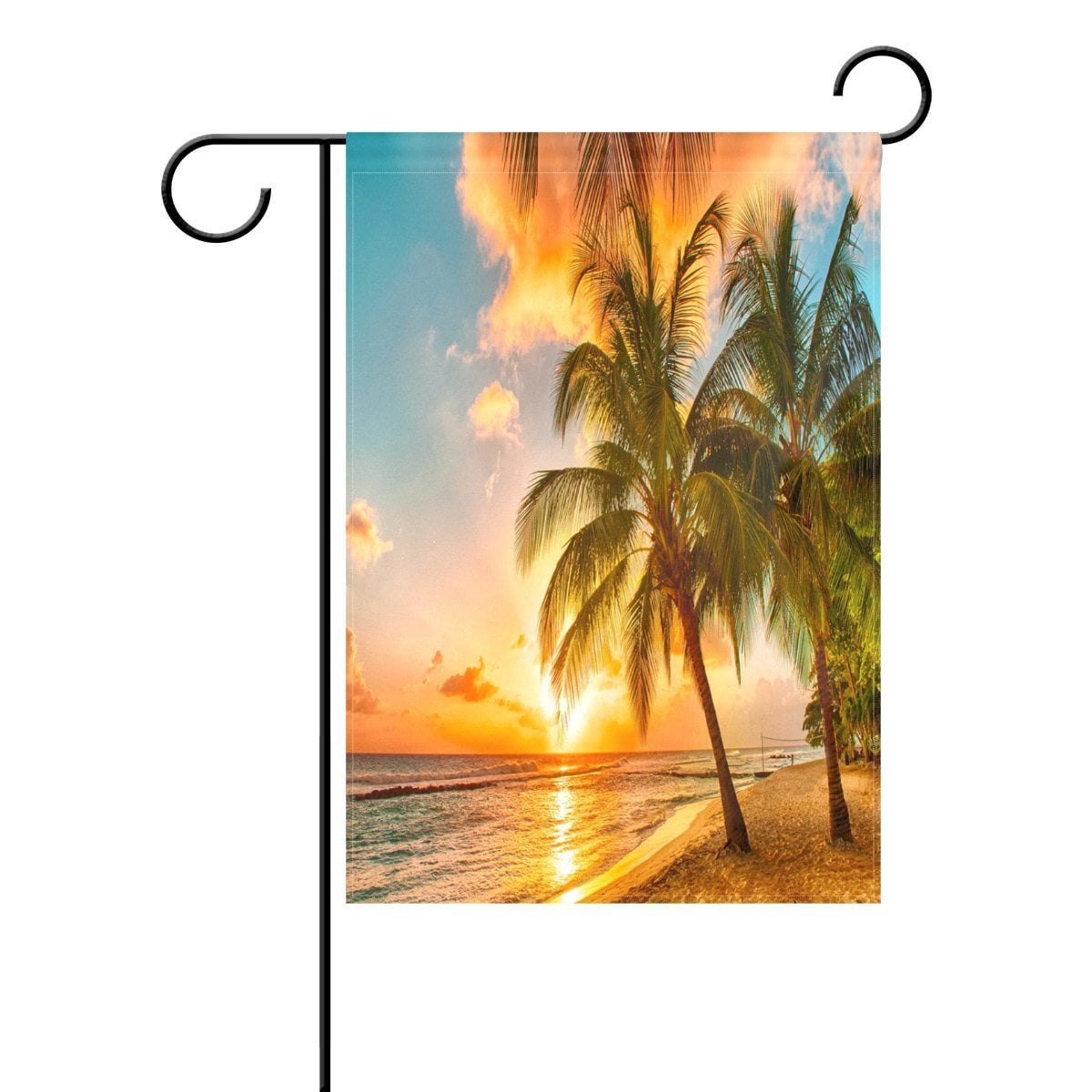 POPCreation Beautiful Sunset Palm Tree Garden Flag Tropical Style Ocean ...