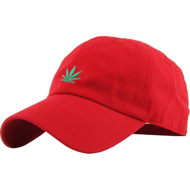 Marijuana Leaf Red Dad Hat Baseball Cap Polo Style Adjustable Cannabis ...