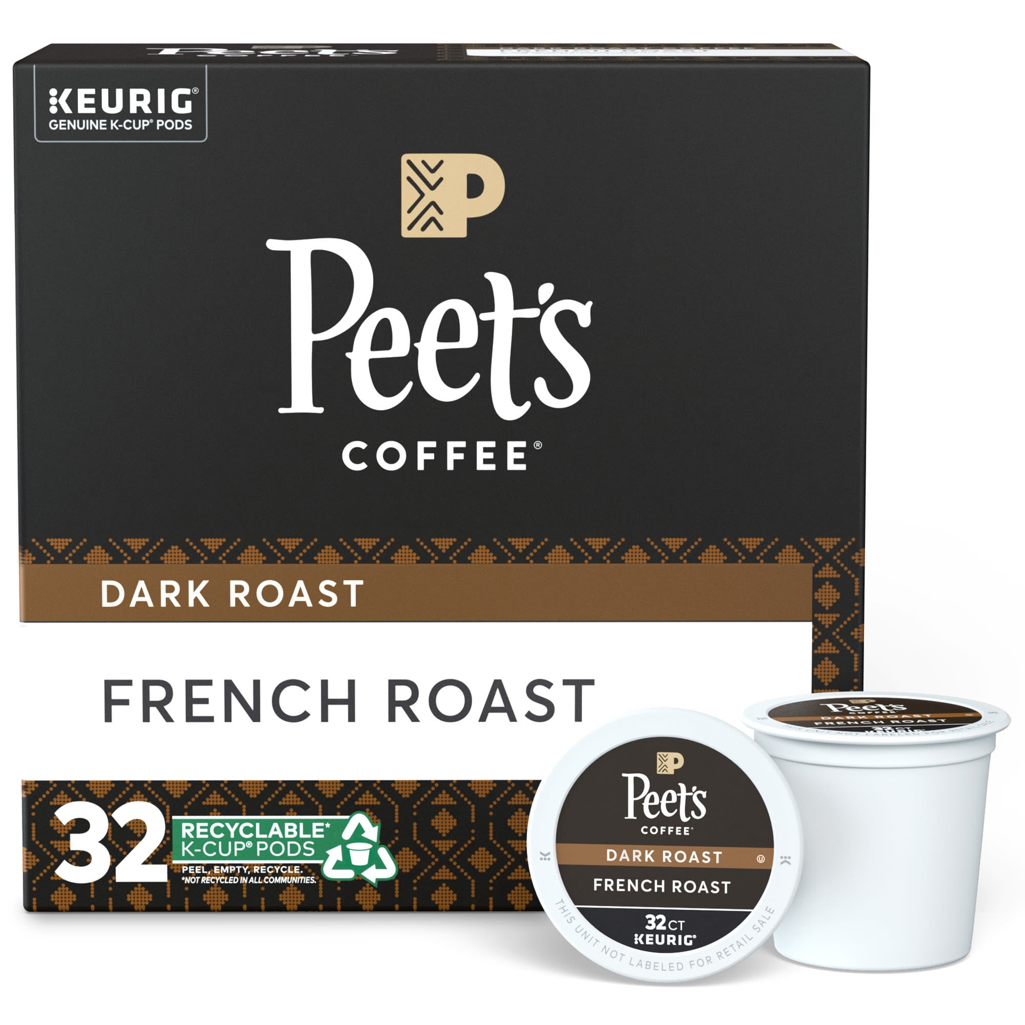 Peet's Coffee K-Cup Pods, French Roast Dark Roast (32 Count) Single ...