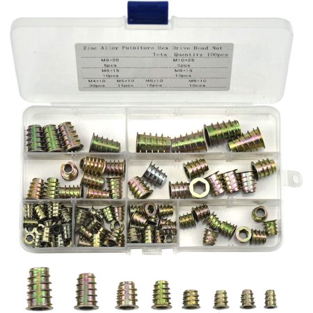 Bail 100pcs M4 M5 M6 M8 M10 Zinc Alloy Hex Nuts with Thread Inserts for ...