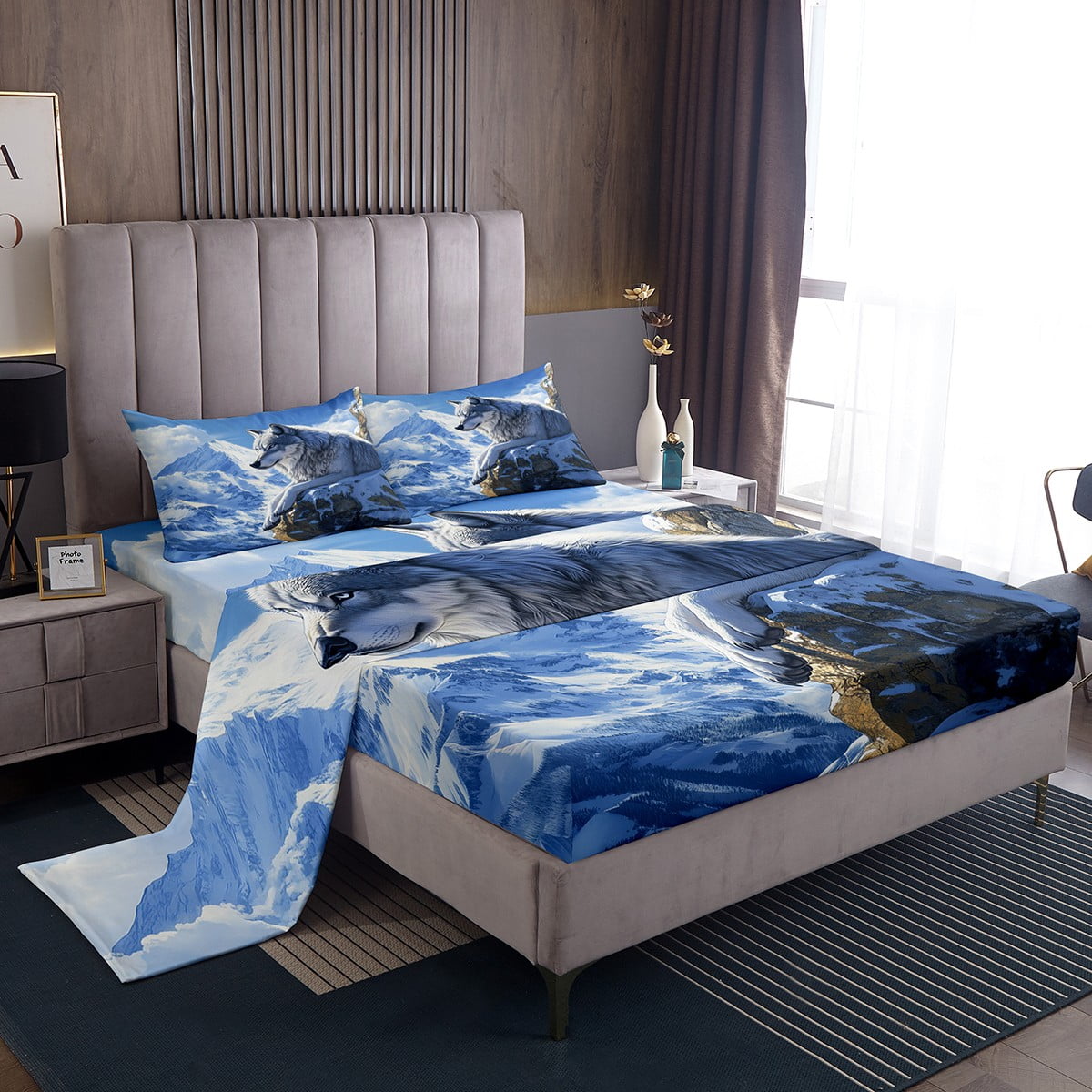 Click here for Erosebridal White Wolf Full Sheet Sets ice Mountai... prices