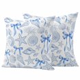 Blue Coastal Outdoor Waterproof Throw Pillow Covers 16x16 Set of 2, Bow ...