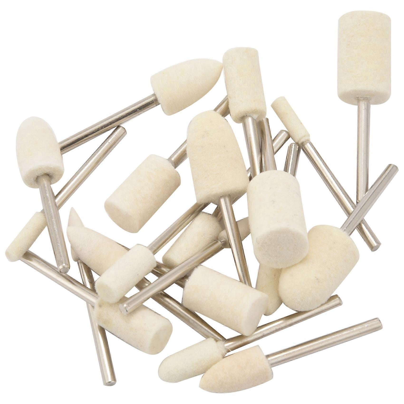 20Pcs Wool Felt Mounted Mandrel Polishing Buffing Wheels Grinding Bits ...