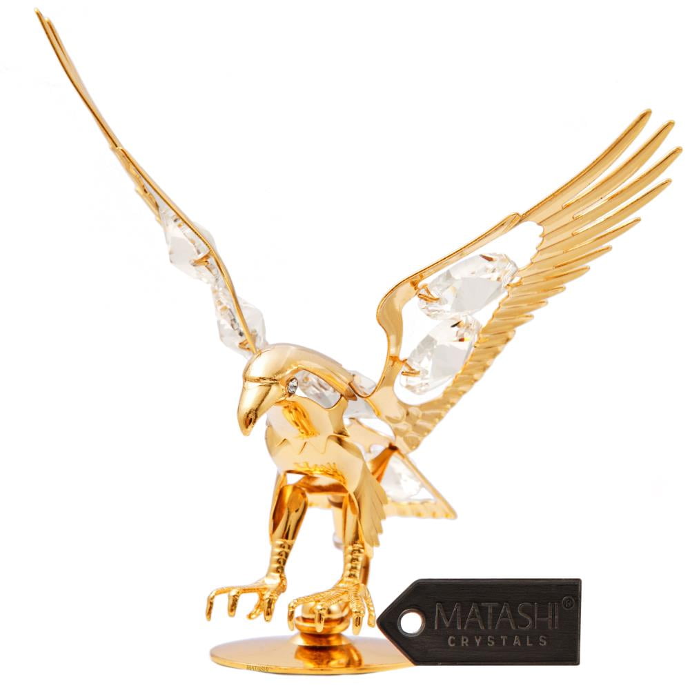 Matashi 24K Gold Plated Crystal Studded Eagle Tabletop Ornament Gift ...