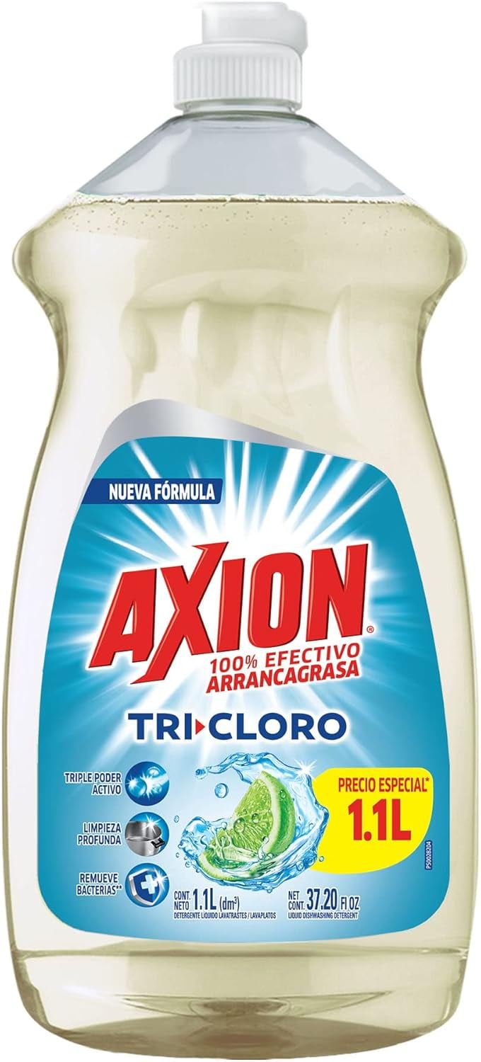 Jabón Líquido Axion Tricloro para Trastes 1.1 L - Elimina Grasa ...