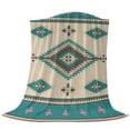 Bohemian Aztec Fleece Throw Blanket Teal Geometric Western Boho Vintage ...