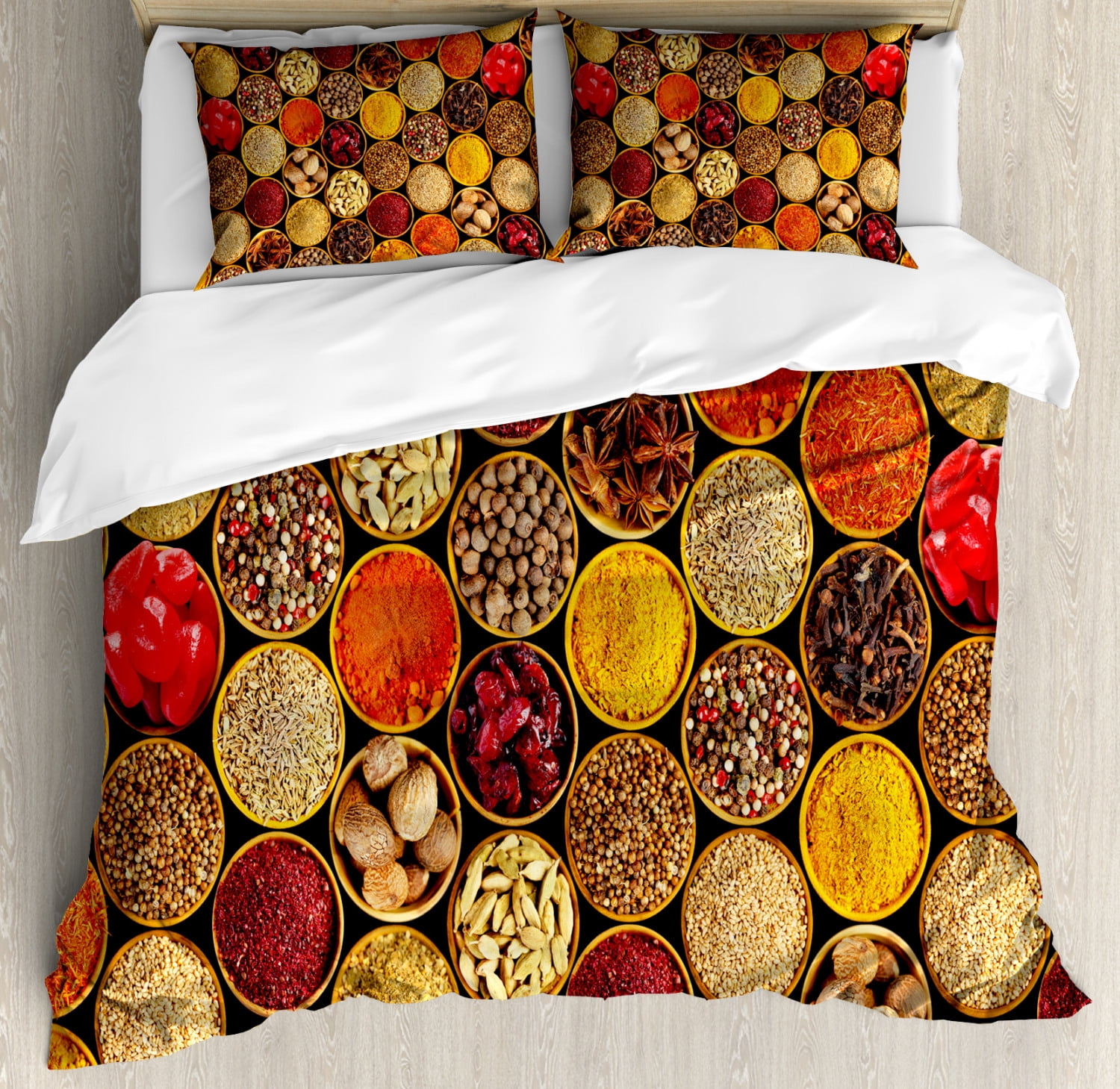 Spice Duvet Cover Set King Size, Containers Filled with Various Exotic ...