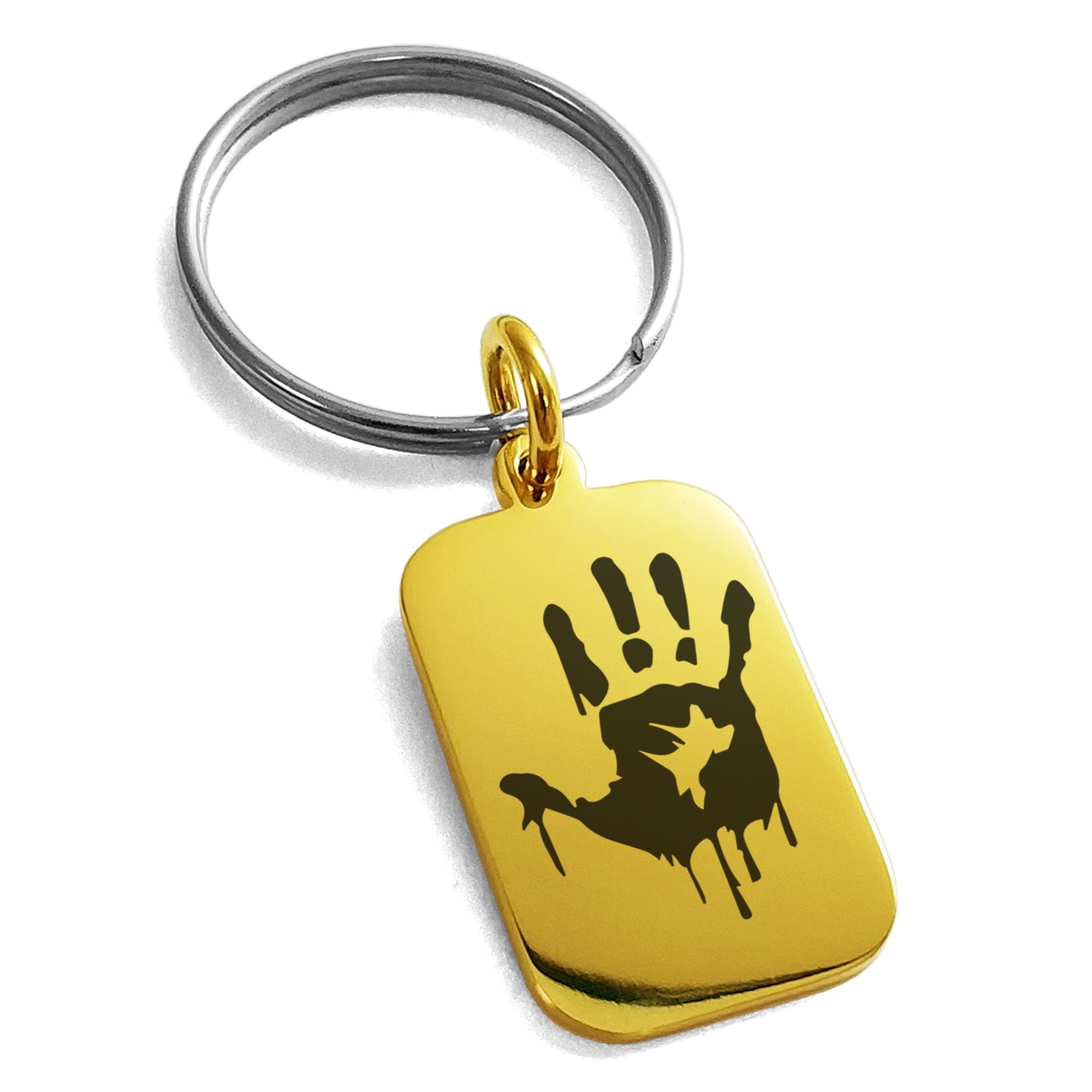 Stainless Steel Biohazard Zombie Hand Mark Engraved Small Rectangle Dog ...