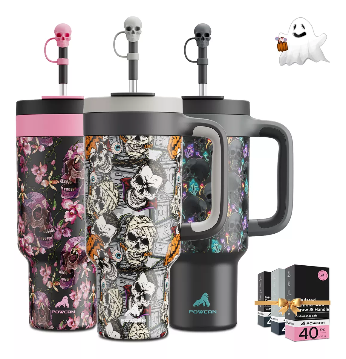 Powcan Vaso Térmico Skull Con Pajita 2 En 1 40oz | Walmart en línea