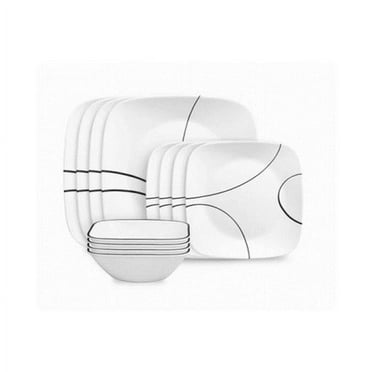Corelle Stoneware 12-pc Dinnerware Set, Nordic Blue, Solid and Reactive ...