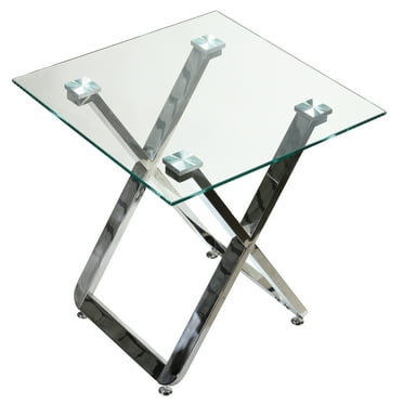 Cortesi Home Remi Contemporary Chrome Square Glass End Table - Walmart.com