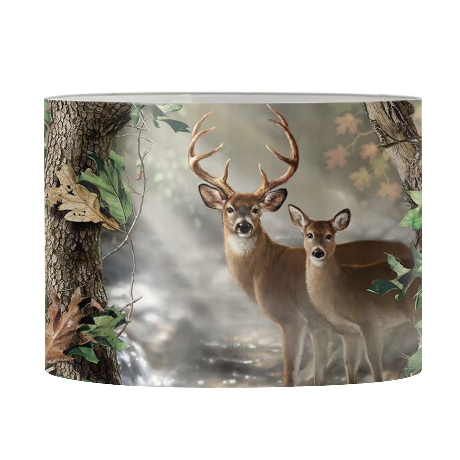 NETILGEN Elk Foggy Forest Cylinder Lamp Shades Home Decor No Static ...
