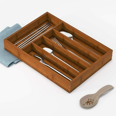 Drawer Organizer Bamboo Silverware Holder,Expandable Cutlery Tray ...