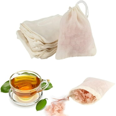 JTHNC 100 Pcs Disposable Tea Bags With Drawstring. Unbleached For Loose ...