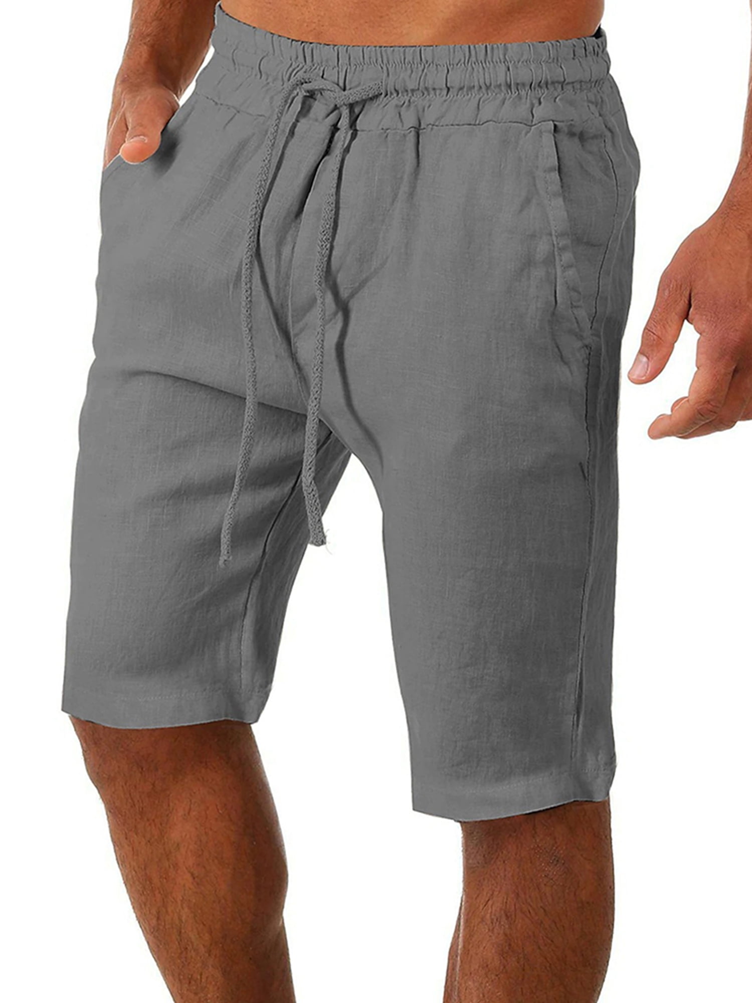 Cilcicy Casual Drawstring Waistband Thin Linen Men Shorts - Walmart.com