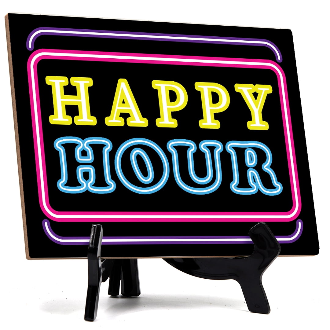 Signs ByLITA Happy Hour Table Sign with Acrylic Stand (6x8“) - Walmart.com