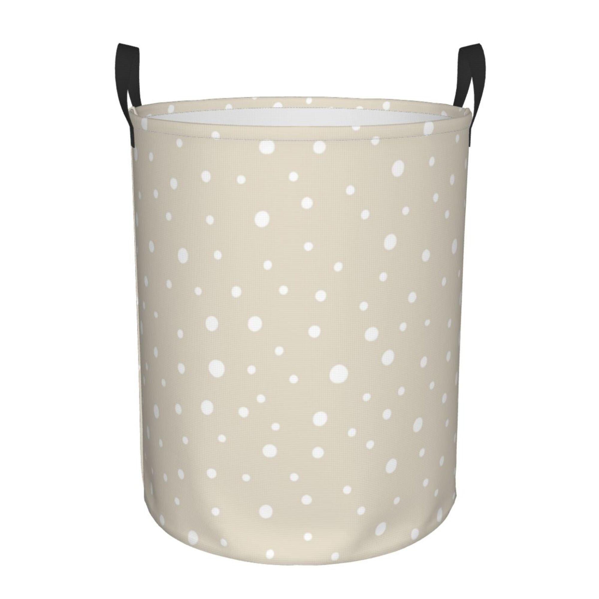 XMXY Round Laundry Basket Organizer, Abstract Ivory Polka Dots ...
