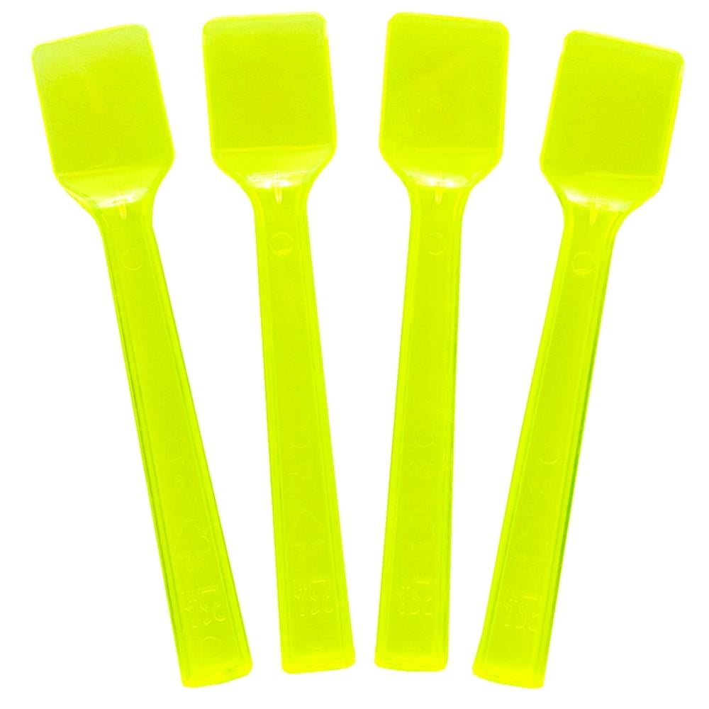 [25 Count] Transparent Yellow Gelato Spoons - 4 in. Plastic Disposable ...