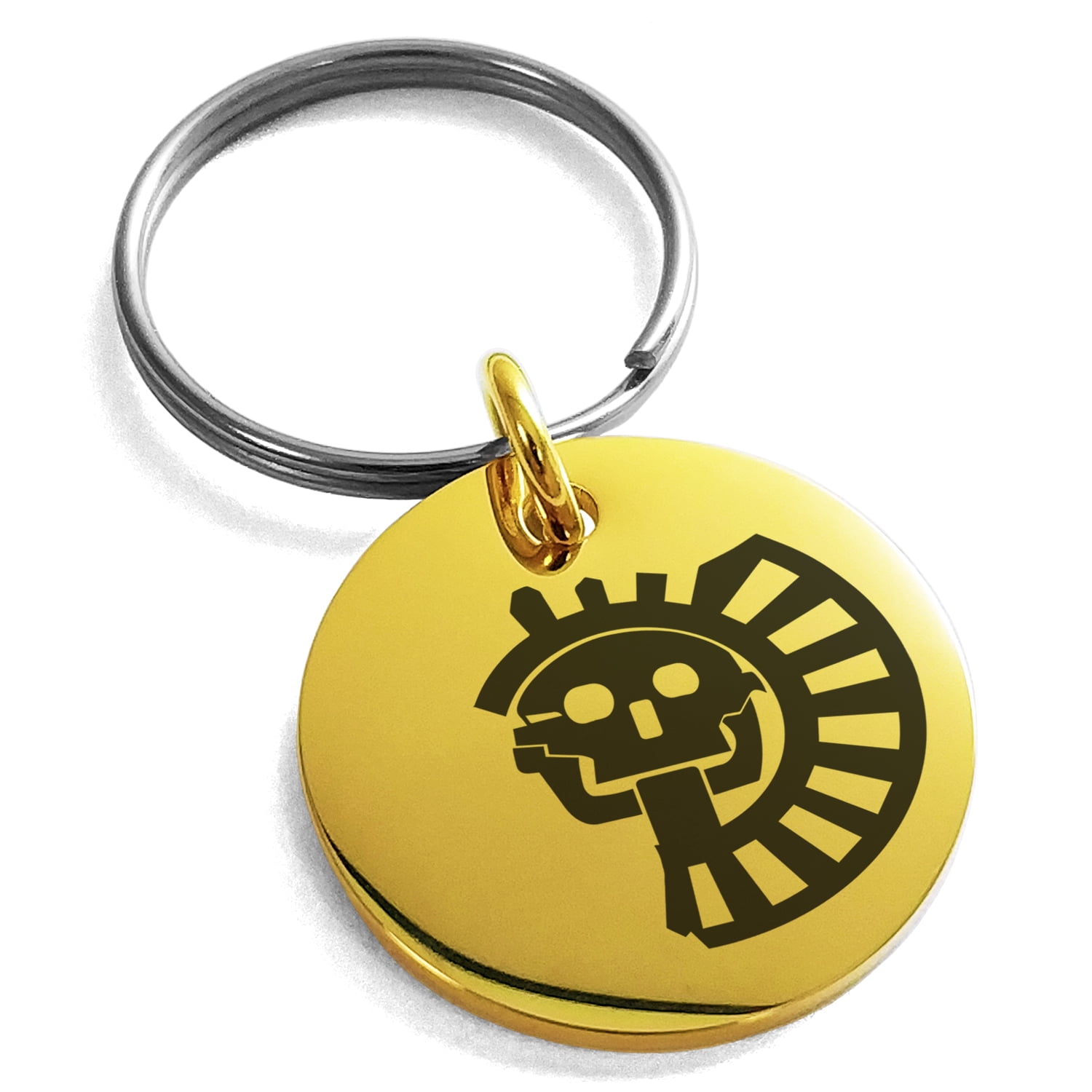 Stainless Steel Aztec Chief Tribe Rune Engraved Small Medallion Circle ...