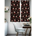 Christmas Gnomes Sheer Curtains for Living Room Bedroom Black Xmas Star ...