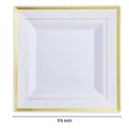 9.5 Inch Square Plastic Dinner Plates 60-White Gold Rim For Wedding ...