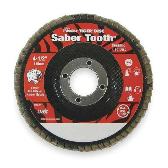 TIGER X Flap Disc, 4 1/2 in Angled, 60 Grit, 5/8 in - 11 Arbor ...