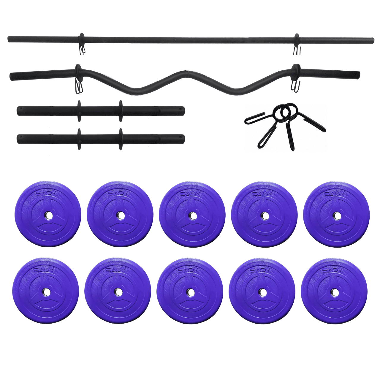 Kit de Pesas Sady Sport Barra Recta Barra Z Mancuernas 10 Discos de 2 ...