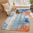5.25'x6.56' Area Rug for Living Room, Orange Navy Blue Coral Non Slip ...