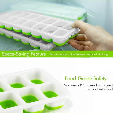 Ice Cube Tray, Easy-release Silicone And Flexible 14-ice Trays ...