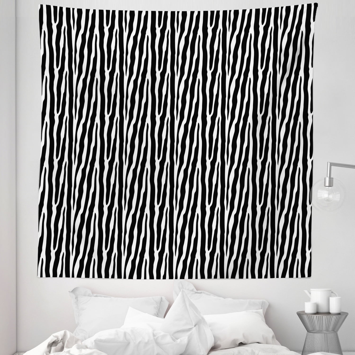 Zebra Print Tapestry, Simplistic Exotic Savanna Animal Skin Pattern ...