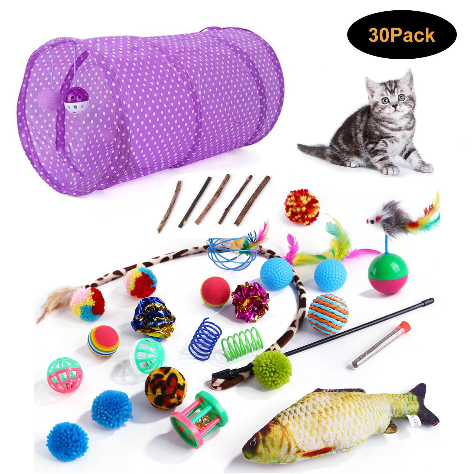 Tripumer 30Pcs Cat Toys Kitten Toy Set Tunnel Interactive Cat Toys Cat ...