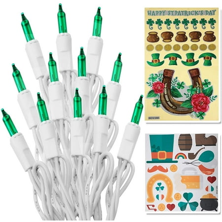 100 LED St Patrick's Day String Light 20.6 Feet with 2 Sheets PVC ...